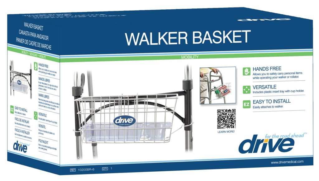 WALKER BASKET WHITE WITH INSERT - Corner Home Medical